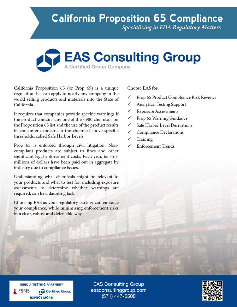 Service Information Sheets - EAS Consulting Group